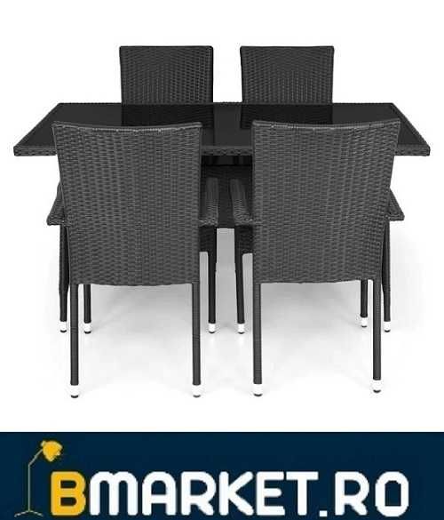 Set masa Exterior gradina/terasa 4 scaune si masă 150x90 gri sau maro ...