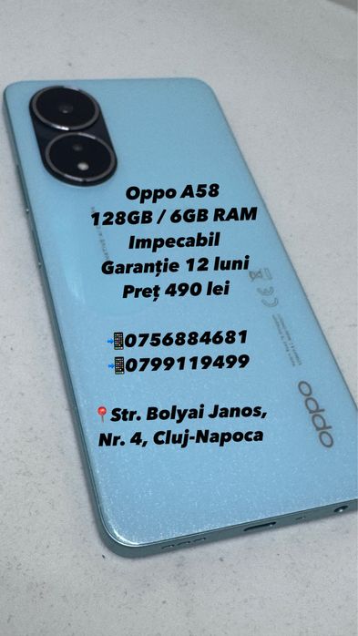 Oppo A58, 128GB / 6GB Ram, garantie 12 luni Cluj-Napoca • OLX.ro