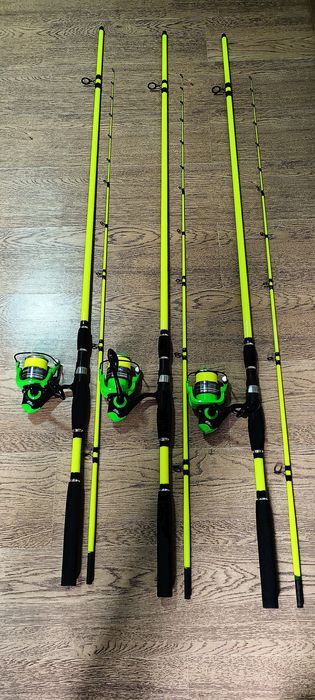Set 3 Lansete Feeder 3.0m ROBINHAN Bolentino + 3 Mulinete FL QC5000 ...