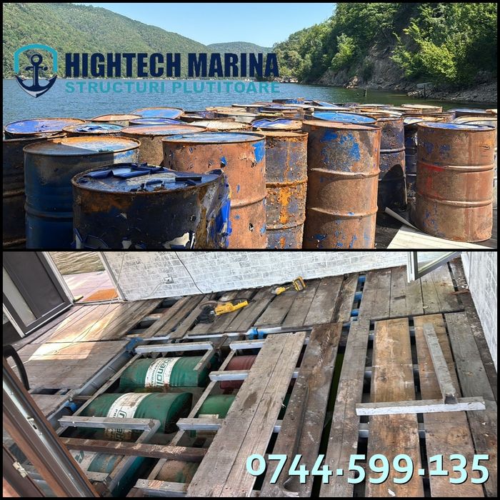 Înlocuire butoaie metalice cu flotori din plastic pentru pontoane ...