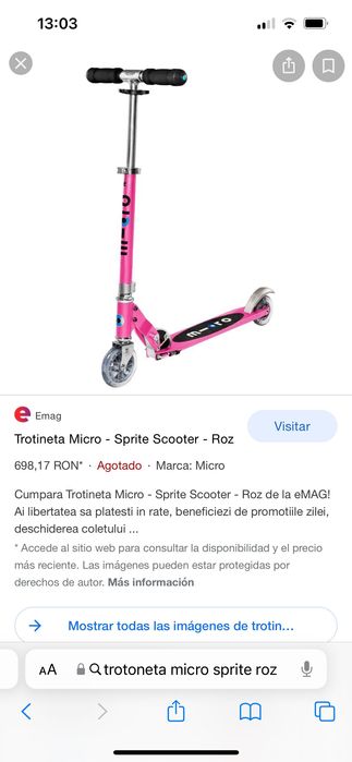 Trotineta Micro - Sprite Scooter - Roz Bucuresti Sectorul 1 • OLX.ro