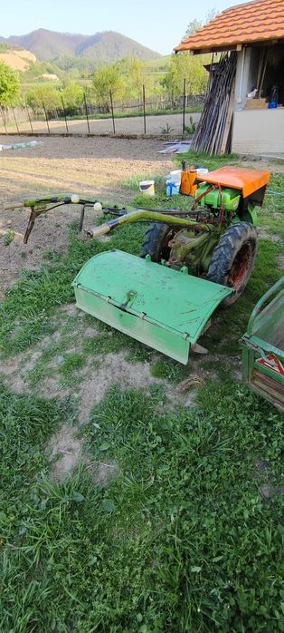 Motocultor Agria 18cp diesel cu freza si remorca basculabila manual ...