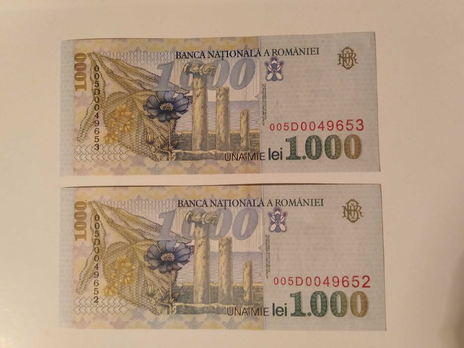 6 bancnote de 1000 de lei, emise de BNR in 1998 Bucuresti Sectorul 3 ...