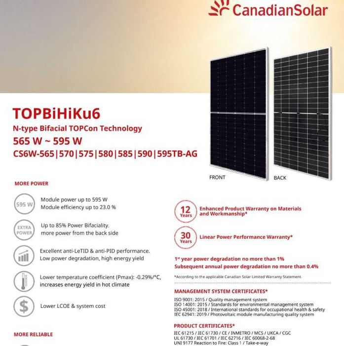 Canadian Solar 585 Bifacial N-type TOPBiHiKu6 12 ani garantie Bucuresti ...
