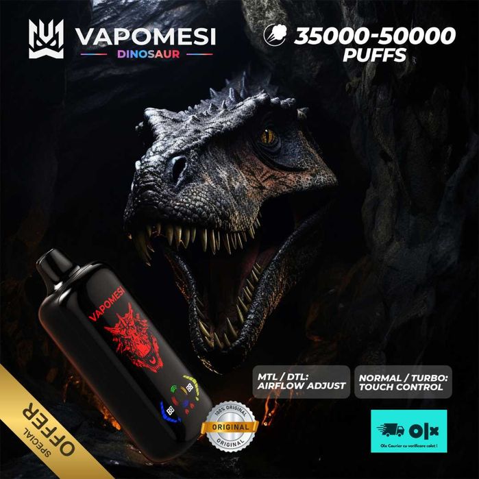 Vape Vapomesi Dinosaur 50.000 puffs Touch Screen - Miami Mint Cluj ...
