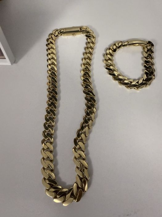 Colier + brațară barbati cuban aur de 14k Bucuresti Sectorul 5 • OLX.ro