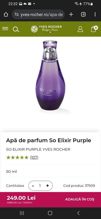 Vand Apa de parfum So Elixir Purple (Yves Rocher) 50 ml Constanta • OLX.ro