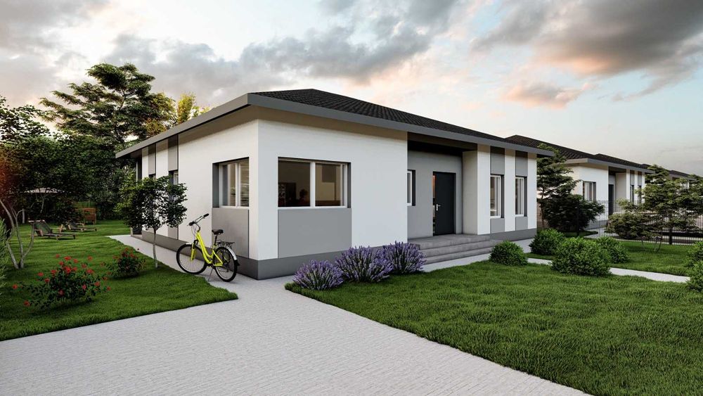 Casa individuala cu design modern, pe un singur nivel, 3 dormitoare ...