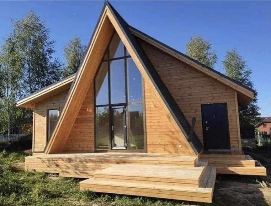 Cabane stil A Frame si case din structura de lemn, dimensiuni in funct ...