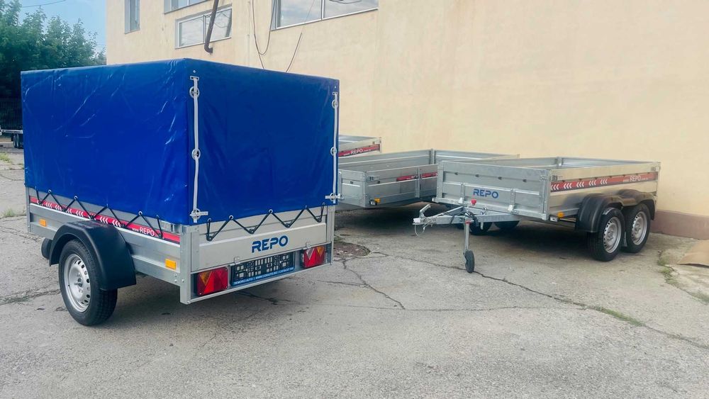 Remorca 750 kg Repo 1 si 2 axe, cu Prelata, Atv, Apicola, Platforma ...