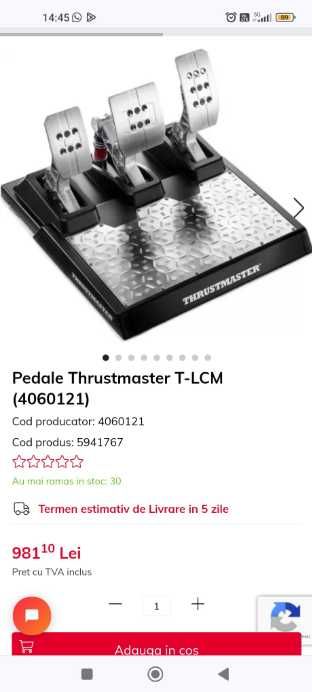 Vând volan pentru PC XBOX sau PS Thrustmaster TS-PC RACER Ferrari 488 ...