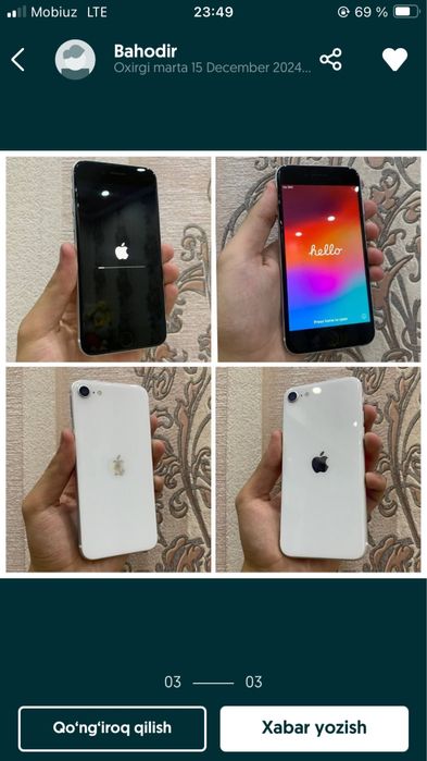 IPhone se 2020 ayfon se 2: 1 000 000 сум - Мобильные телефоны Ташкент ...