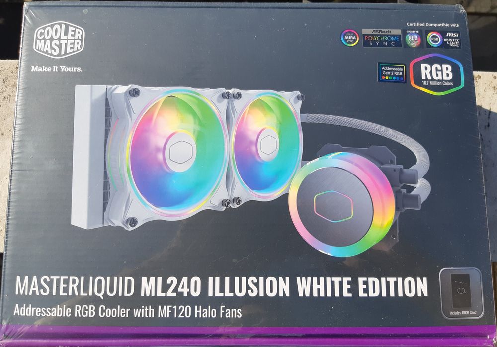 ARGB AIO 240mm Cooler Master MasterLiquid ML240 Illusion White Edition ...