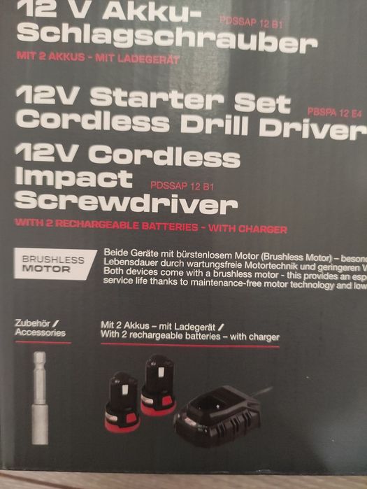 Set Parkside Performance bormasina impact + mandrina pe baterie de 12V ...