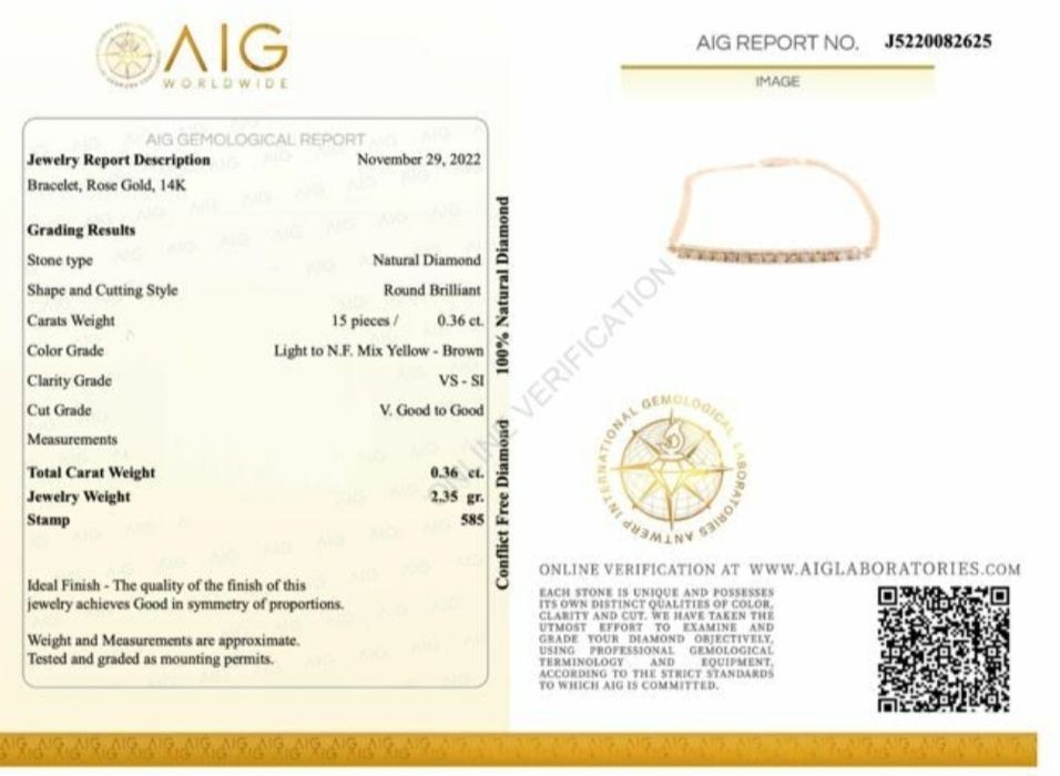 Bratara Aur 14k și Diamante Naturale 0.36ct certificat AIG Galati • OLX.ro