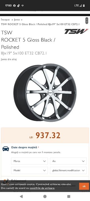 Jante VW golf. TSW ROCKET 18". 5×100 Floresti • OLX.ro