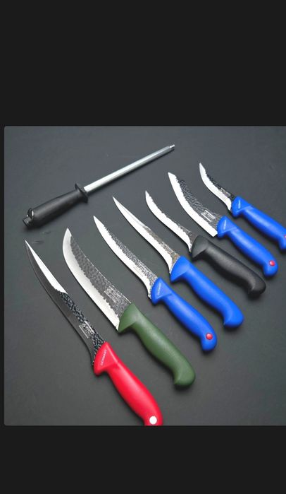 Set macelarie Black Edition 8 piese, 7 cutite profesionale fier forjat ...