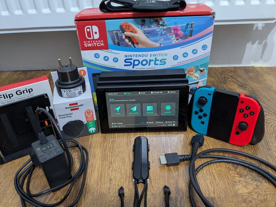Nintendo Switch v2 MODAT - set complet + microSD 256GB + Flip Grip Iasi ...