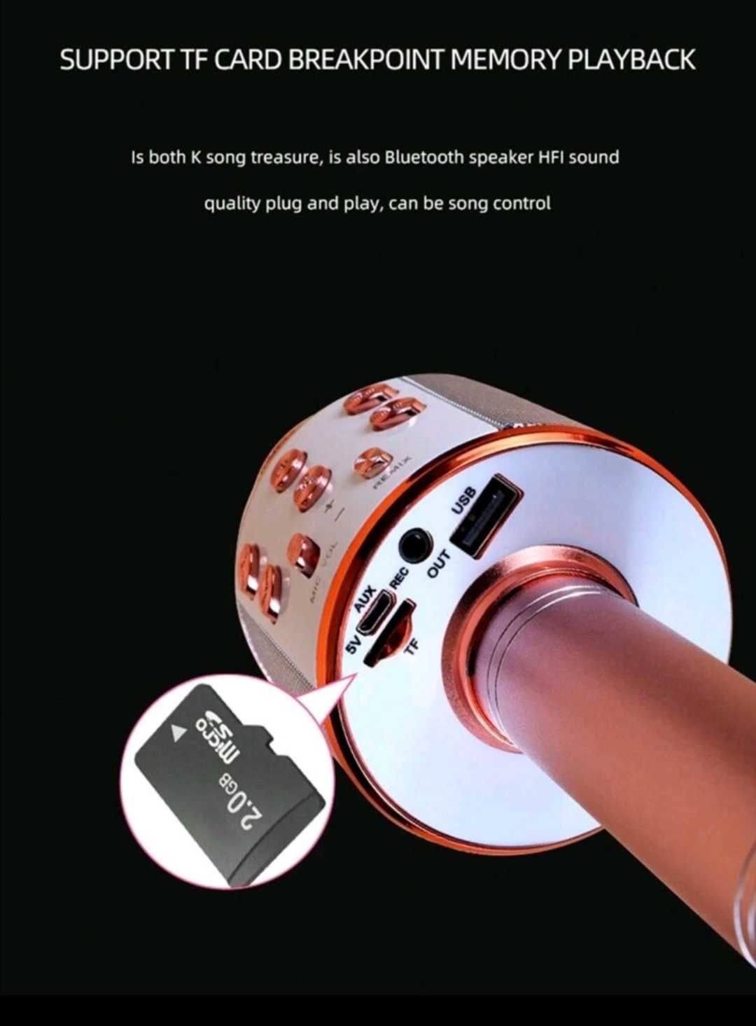 Професионален безжичен караоке микрофон с bluetooth Розов и Черен гр ...