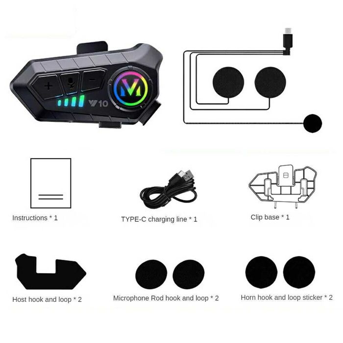 Intercom Sistem Comunicare Casca Moto cu Bluetooth 5.3 1000mAh ...
