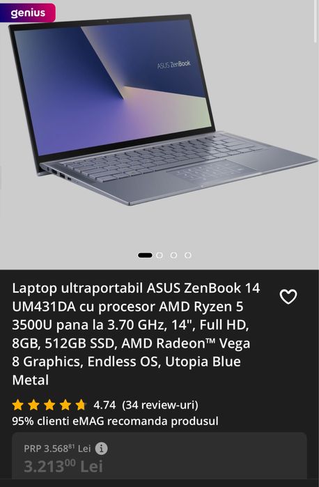 Laptop Asus ZenBook 14 Constanta • OLX.ro