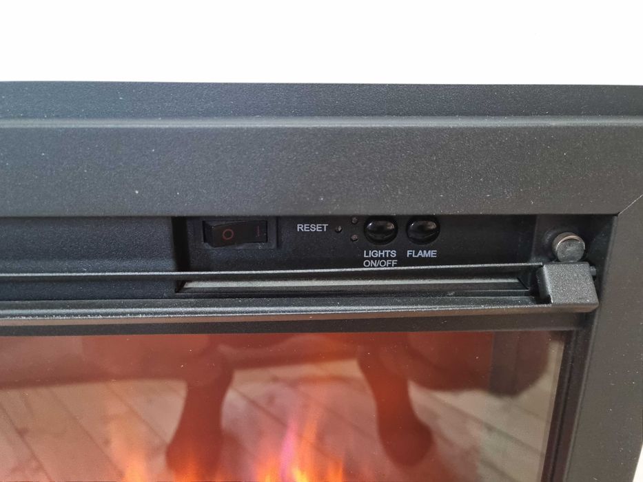 Semineu electric cu telecomanda pe colt, 2 kW, 100 x 90 x 57 cm, alb ...