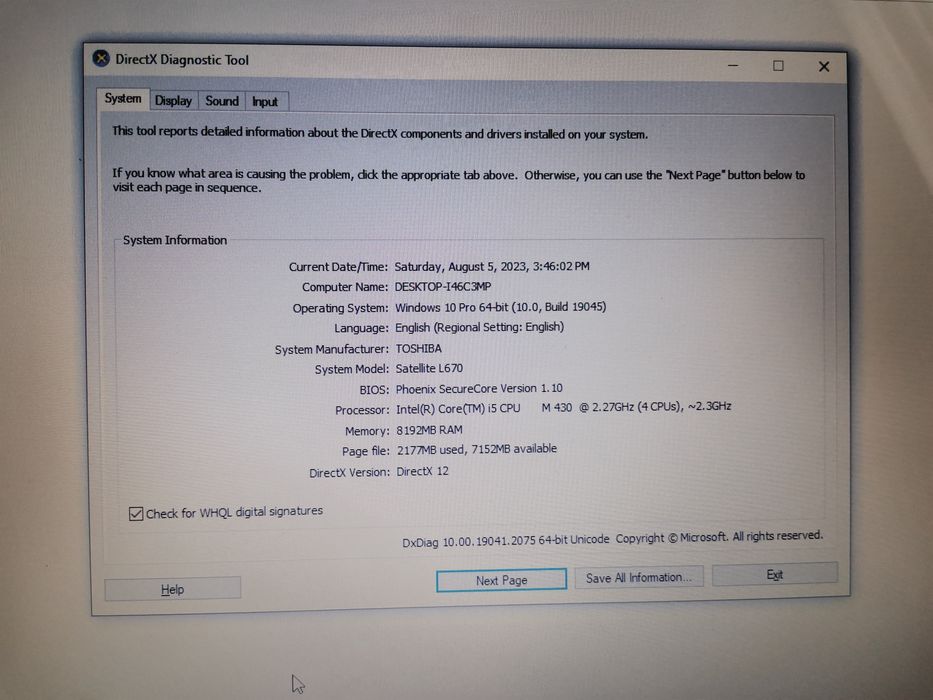 Toshiba L670 i5 8Gb rami SSd display 17 Beclean • OLX.ro