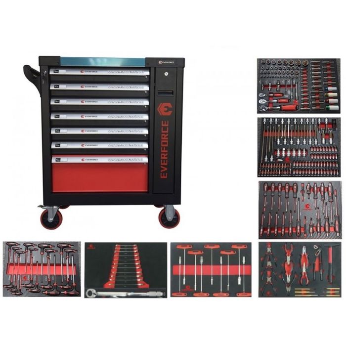 Количка с инструменти EVERFORCE 7 чекмеджета с 259 части гр. Асеновград • OLX.bg
