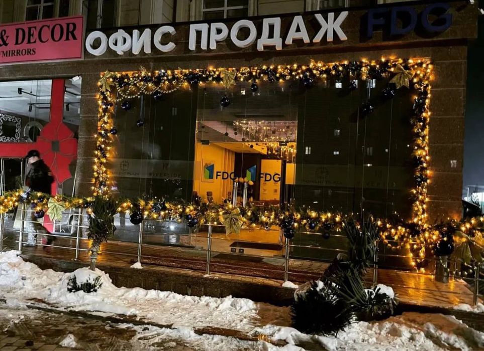 Оформления на новый год. Украшаем здании. Yangi yil bezaklari. Yengi y ...