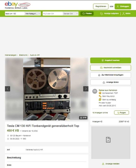 Magnetofon Tesla CM 130 an 1986 Brad • OLX.ro