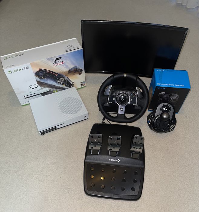 Vand SETUP ( Volan Logitech G920 + Schimator + Xbox One S + Monitor ...