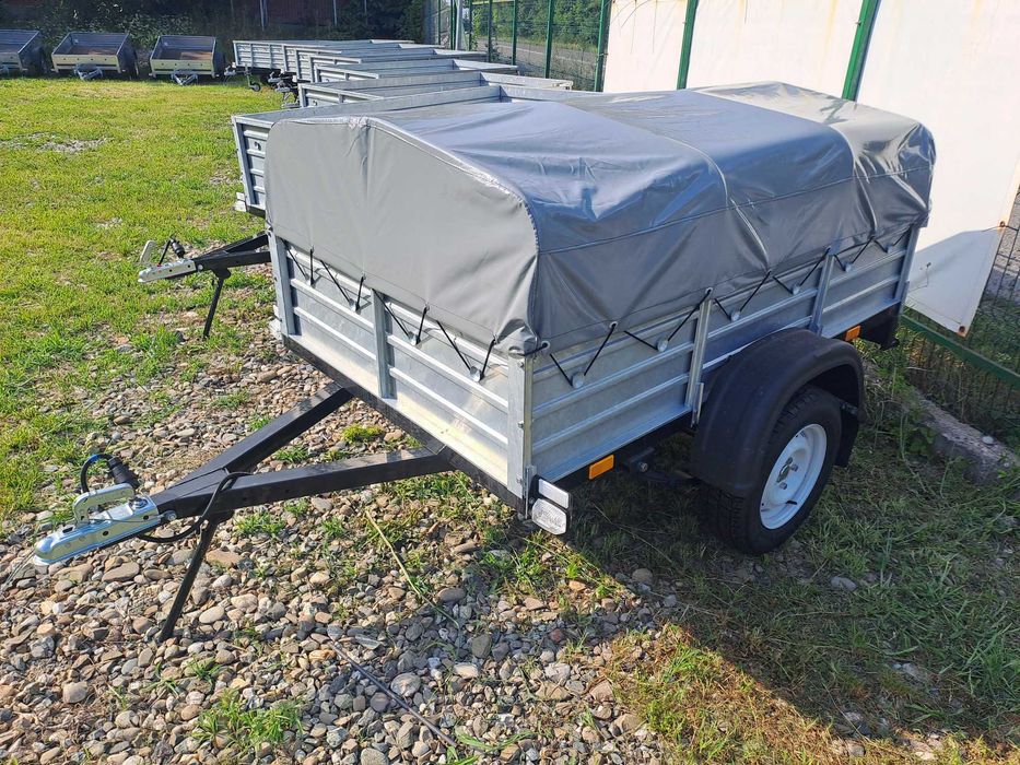 Remorca Noua L-2.00m cu Foi De Arc, Prelata, CIV, Numere Rosii ...