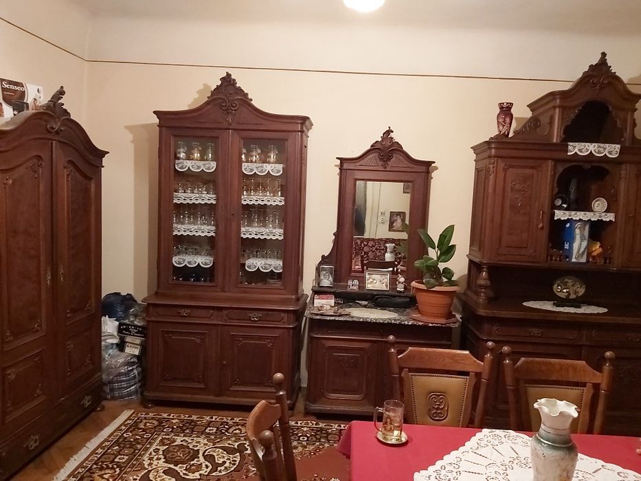 Mobila stil baroc antic, set 4 piese, lemn masiv sculptat Turda • OLX.ro