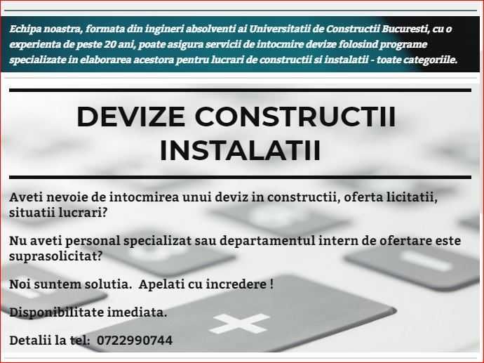 Devize constructii lucrari civile instalatii drumuri poduri licitatii ...