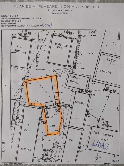 Teren de vanzare 827 mp, Str Isaccei83A, langa magazinul Lidas Tulcea ...