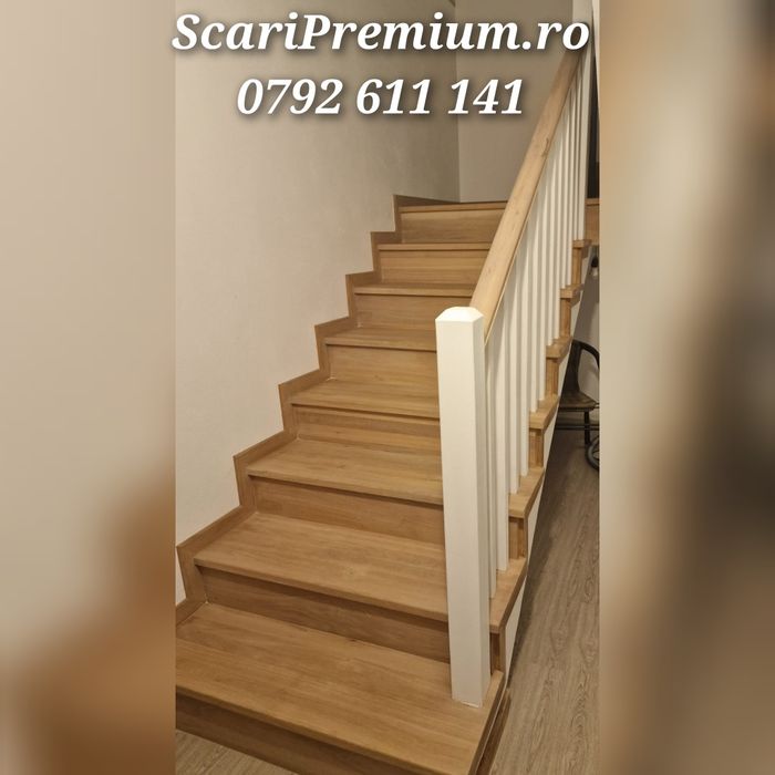 Scari stejar, scari lemn masiv, trepte lemn, scari interioare lemn,lux ...