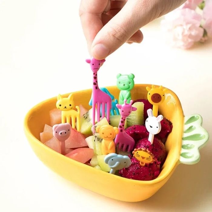 Set 10 buc mini furculite pt copii, servit fructe si legume, NOU ...