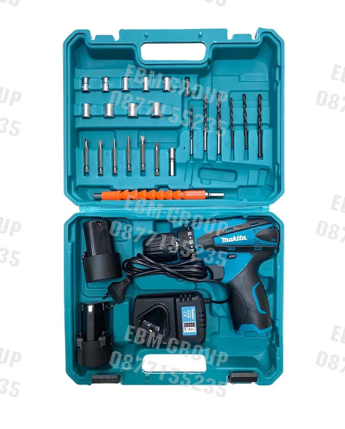 Акумулаторен Винтоверт Makita 18V 1500MA 2 батерии и накрайници Макита ...