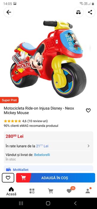 Motocicleta copii cu Mickey sau Fisher price Zalau • OLX.ro