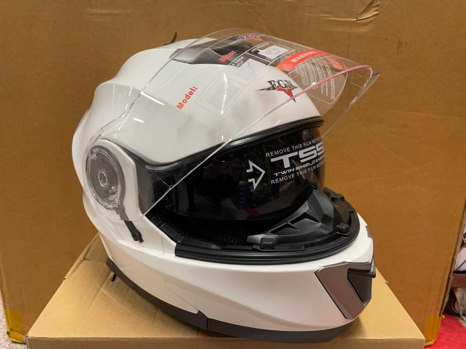 Casca Moto Scuter Atv Flip-up cu Ochelari M L XL XXL ALBA CAGULA CADOU ...