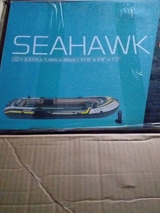 Barca gonflabila Intex Seahawk 4, pompa + vasle incluse, 3.5m x 1.45m ...