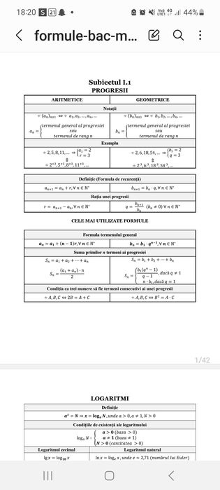 Formule bac matematica PDF Alexandria • OLX.ro