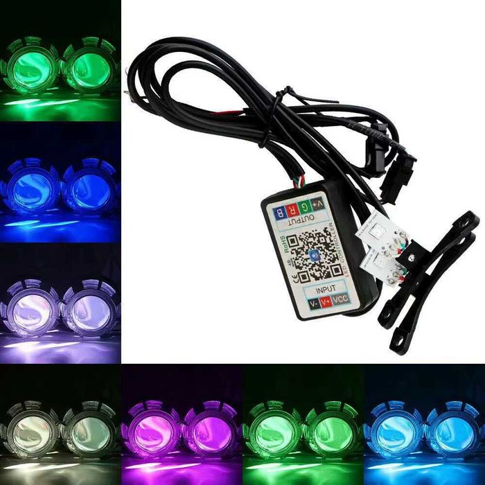 Set 2 Module LED Leduri Devil Demon Eyes RGB Bluetooth Pentru Lupe 2.5 ...