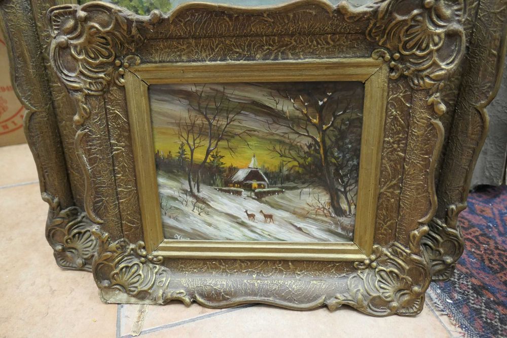 Tablouri Decorative cu Rama Peisaje Ulei pe Carton 40/30 35/30 30/25cm ...