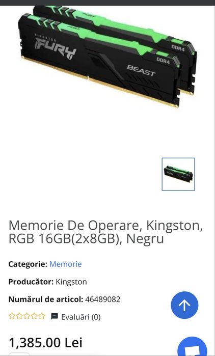 Kingston HyperX FURY DDR4 RAM RGB. 2x8(16gb), 3600mhz! Oradea • OLX.ro