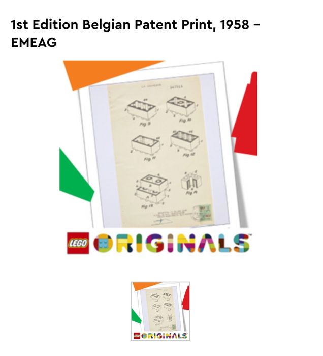 Lego exclusive VIP Print патенти Belgian 1958г. и Wooden Duck 1930г. гр ...