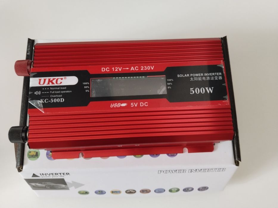 Автомобилен преобразувател на напрежение UKC KC-500D LCD DC/AC 12V-230 ...
