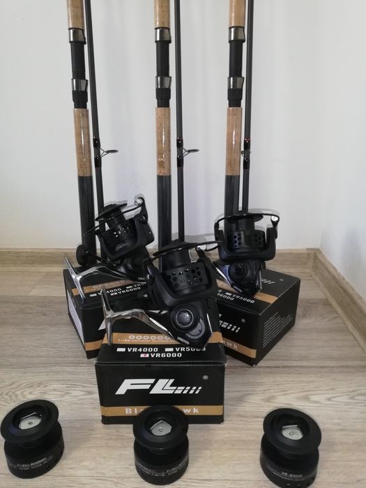 SET 3 Lansete ACTIVE 3.0m actiune 60-120g + 3 Mulinete FL VR6000 ...