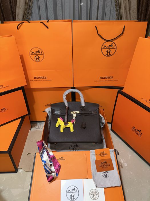 Geanta Hermes Birkin 35cm Ebony/Piele naturala 100%/Punga/Cutie Hermes ...