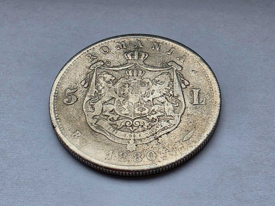 Monede (nu din argint) / Romania 5 lei 1880 / Carol I Domnul Romaniei ...